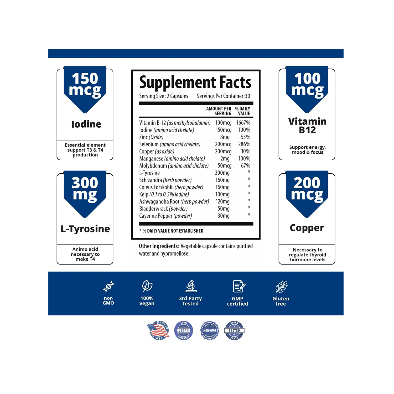 1 Body Thyroid Support (60 Vegetarian Capsules)