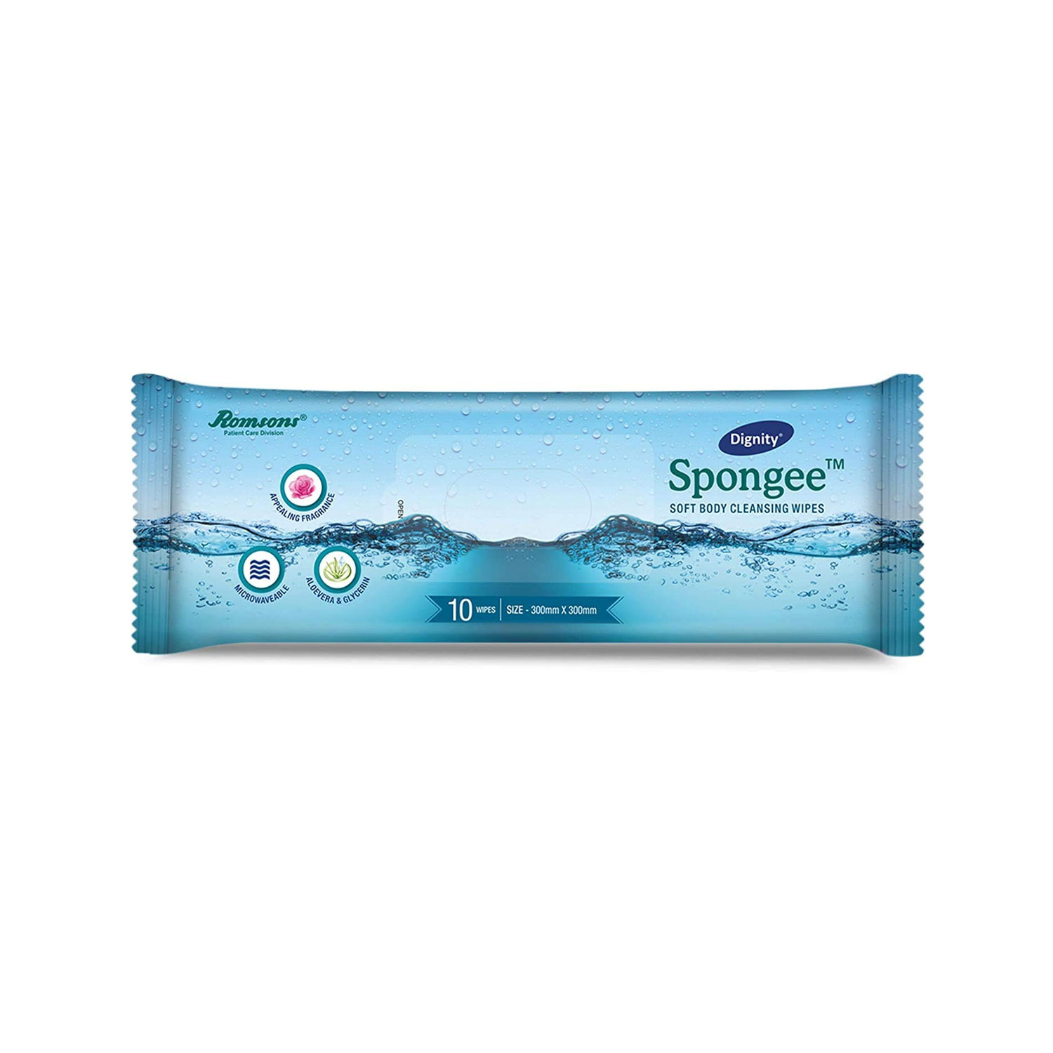 Romsons Dignity Spongee Soft Body Cleansing Wet Wipes 10s