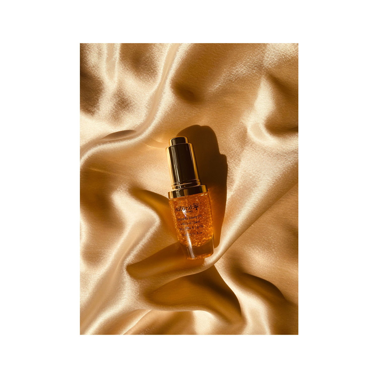 Natural Vibes Gold Beauty Oil Elixir For Face Lips Neck And Peaceful