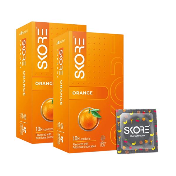 Skore Condoms Orange Flavoured (10 Condoms in 1 Pack) - Pack of 2 - Cureka - Online Health Care ...